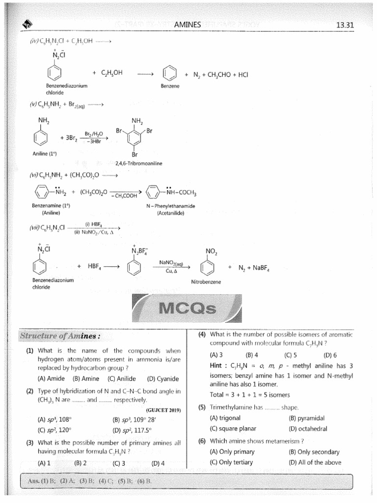 Amines Mcqs | PDF