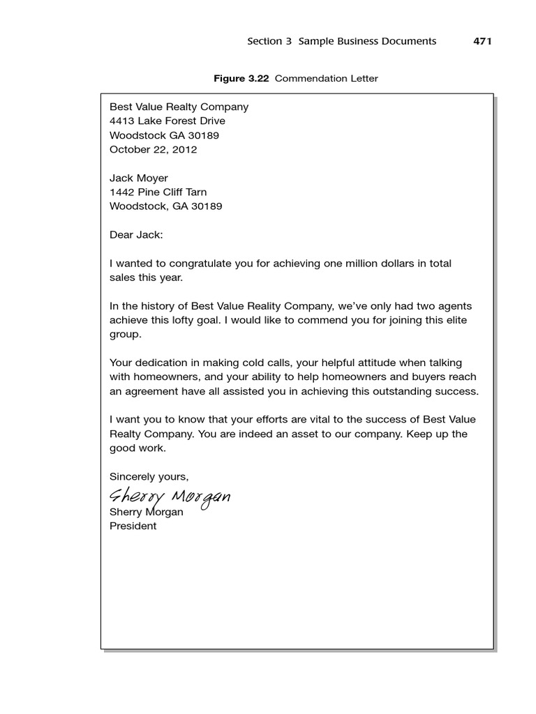 Commendation Letter for Sales Achievement | PDF