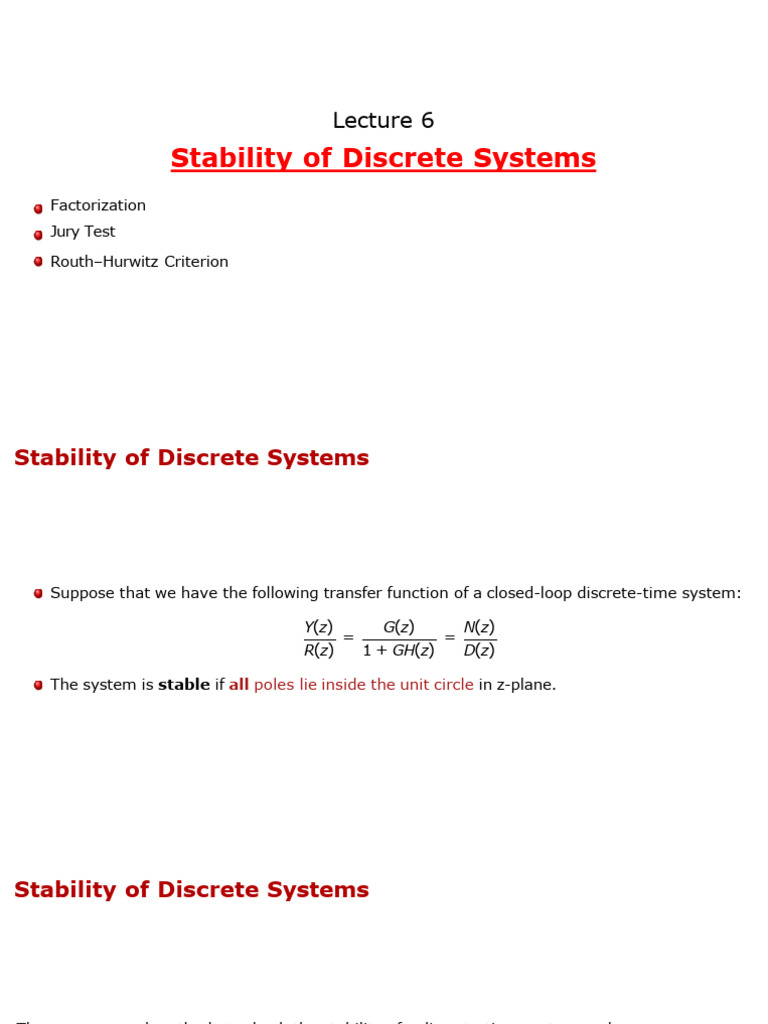 Lec 5 -Stability | PDF | Stability Theory | Control Theory