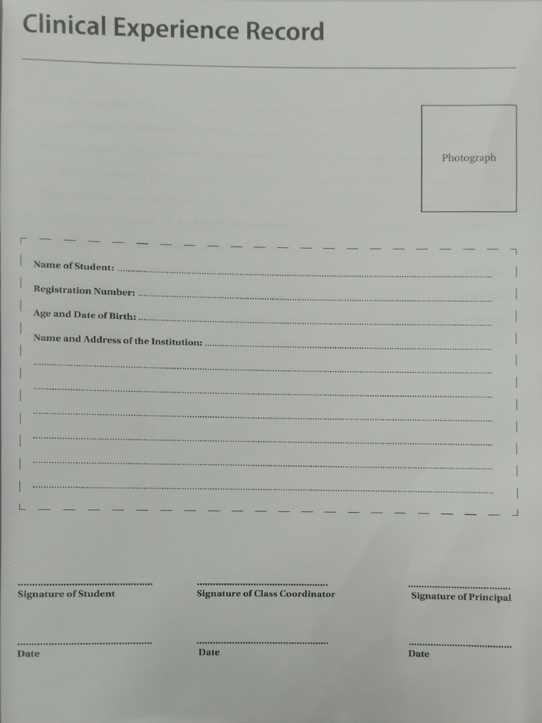 Clinical Experience Record | PDF