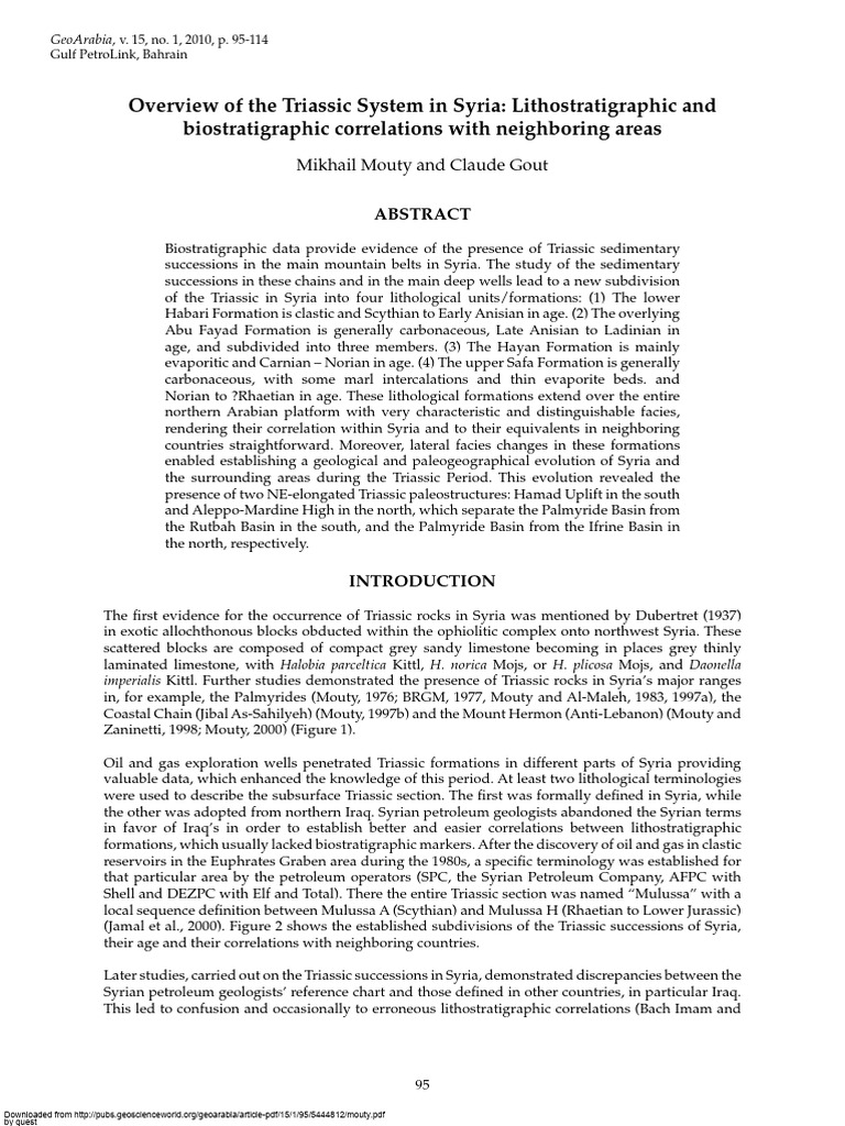 Overview of The Triassic System in Syria Lithostratigraphic and ...