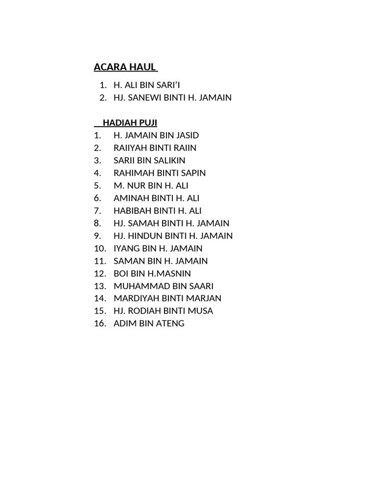 Acara Haul | PDF