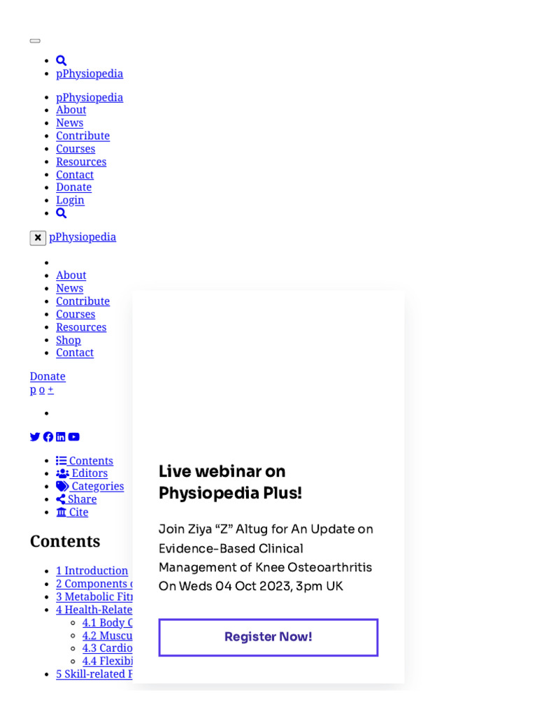 Physical Fitness and Its Components - Physiopedia | PDF | Adipose Tissue | Skeletal Muscle