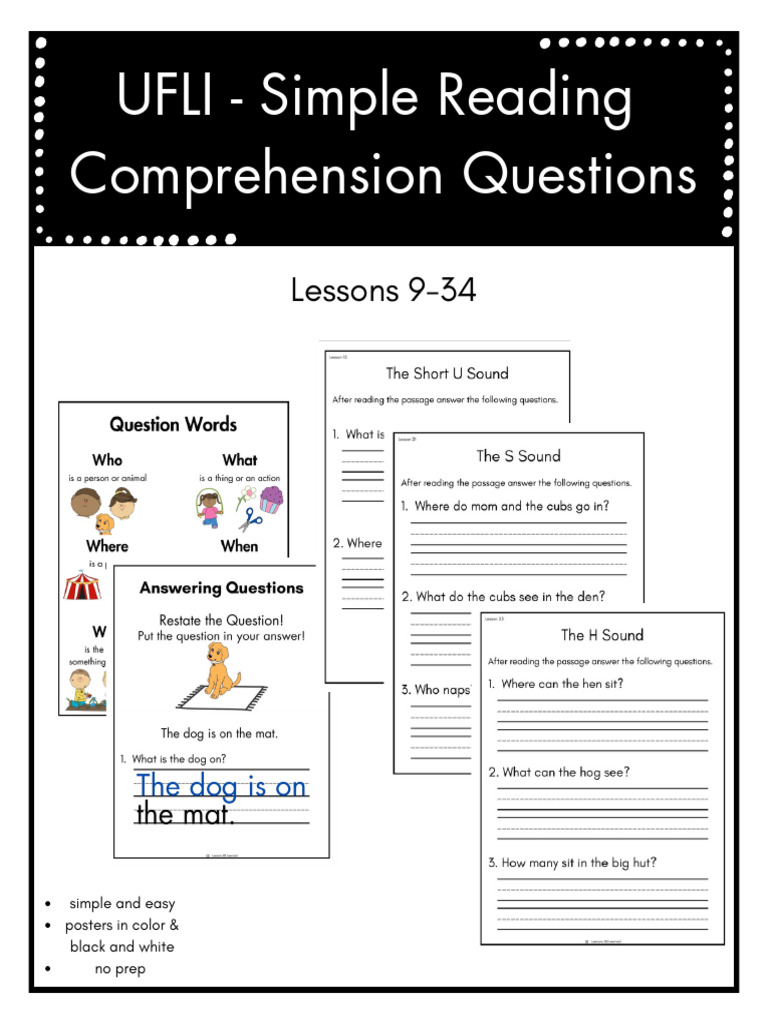 UFLI Reading Comprehension Questions | PDF