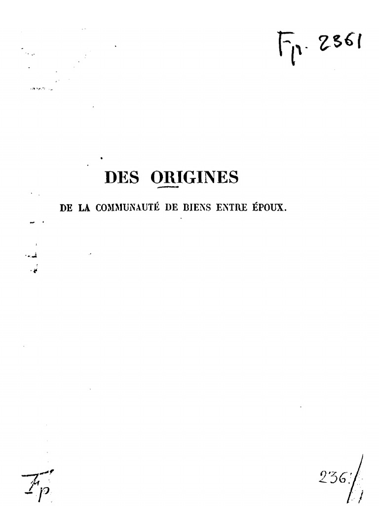 Tardif - Origines de La Communaut Des Biens | PDF