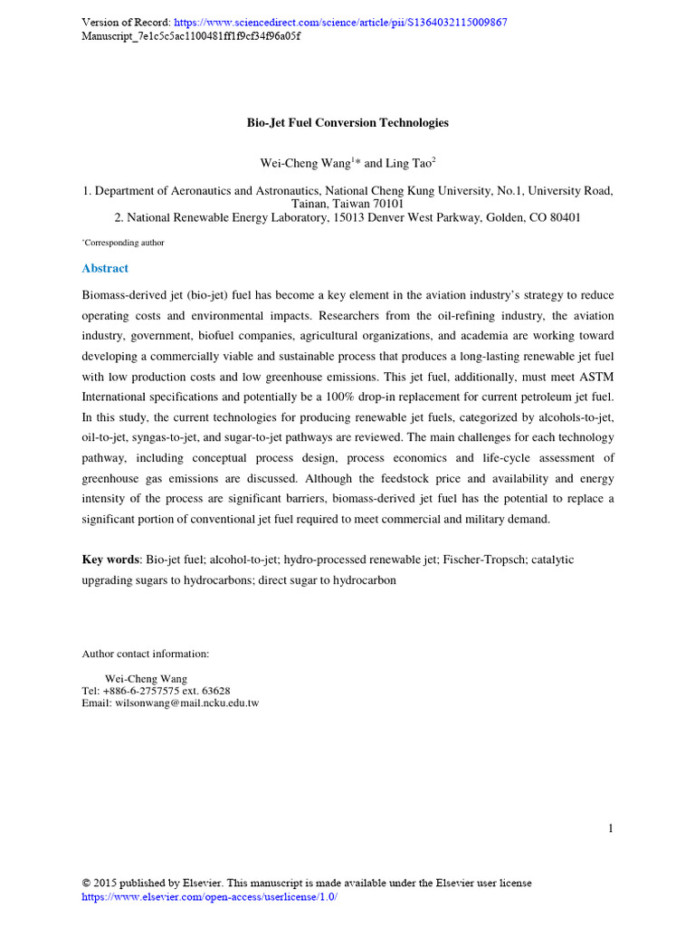 Bio-Jet Fuel Conversion Technologies | PDF | Biofuel | Jet Fuel