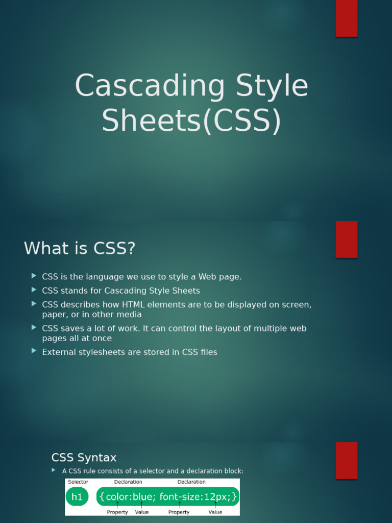 Cascading Style Sheets(CSS) 1 | PDF | Html | Html Element