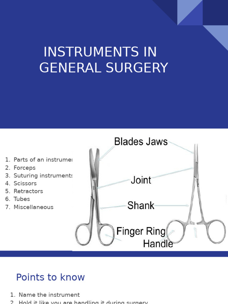 Essential Surgical Instruments Guide | PDF | Surgical Suture
