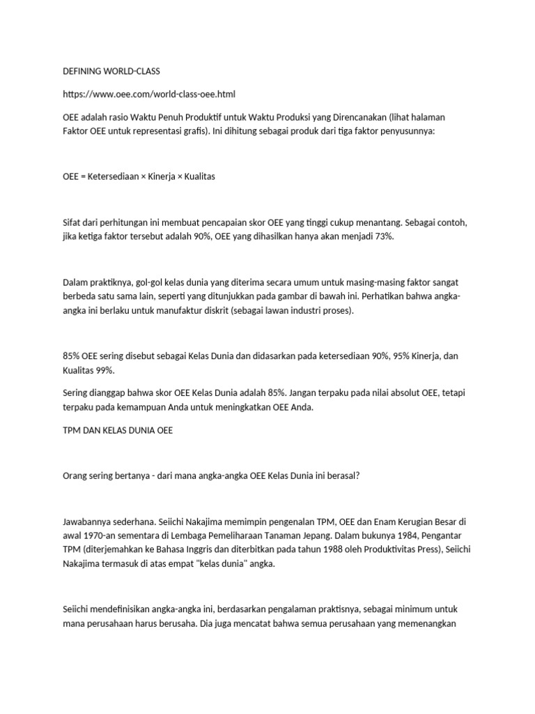 DEFINING WORLD OEE | PDF