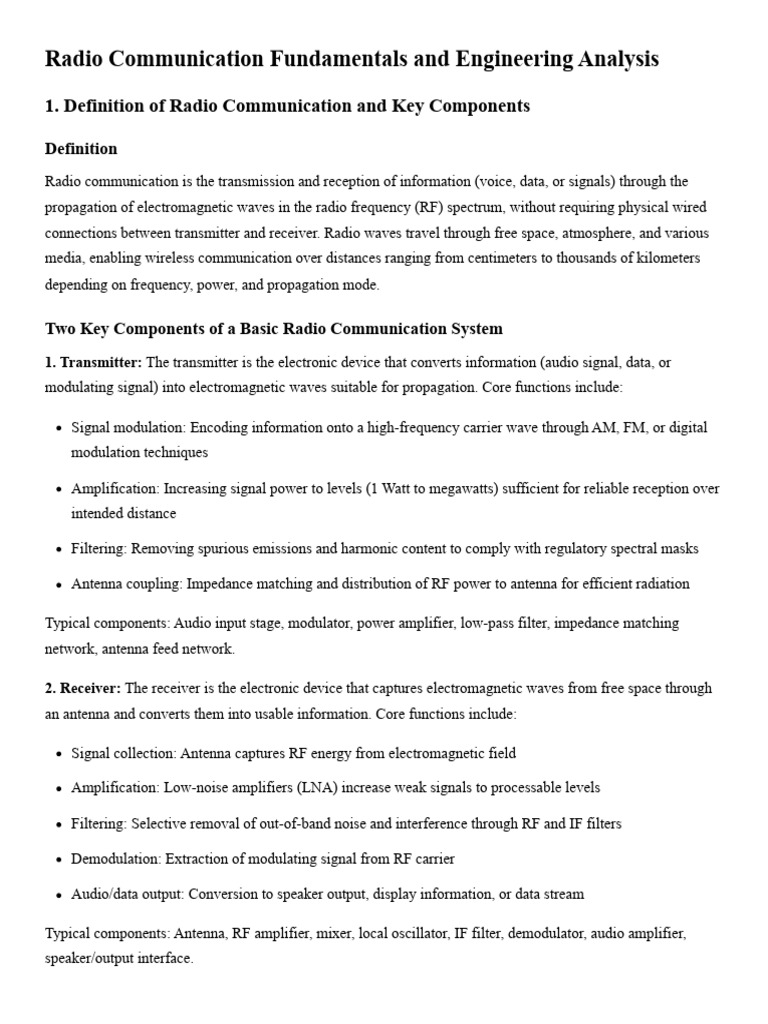 Radio Communication Basics and Analysis | PDF | Frequency Modulation ...