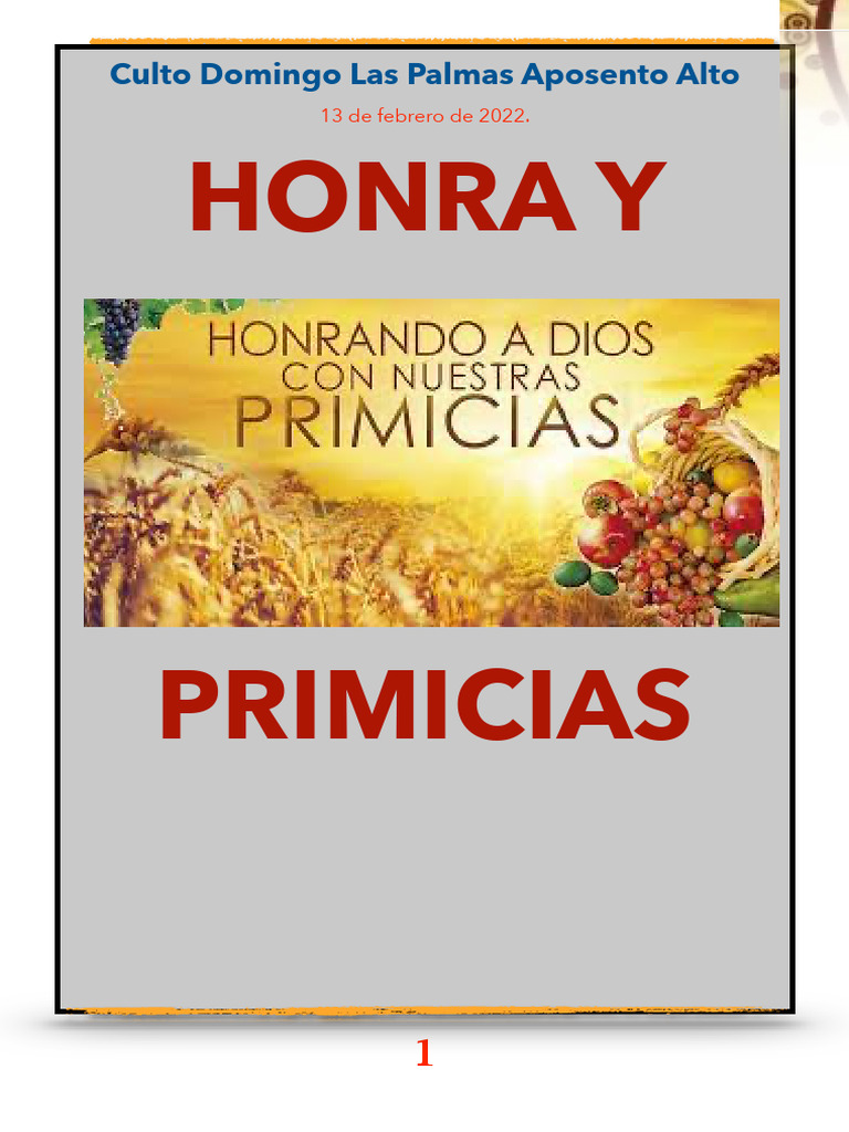 Honra y Primicias | PDF | Epístola a los filipenses | Sacerdote
