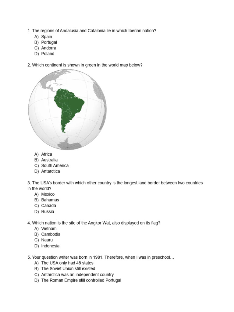 Winter ORQE 4th Grade Under Geography | PDF | The United States | North ...