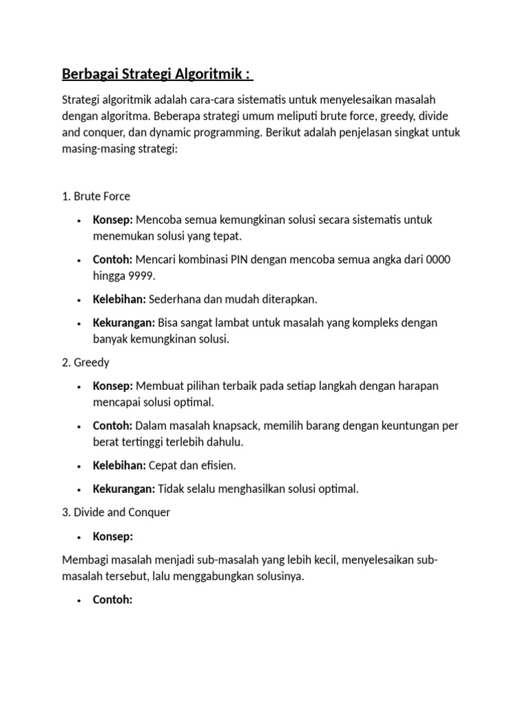 Strategi Algoritmik untuk Pemecahan Masalah | PDF