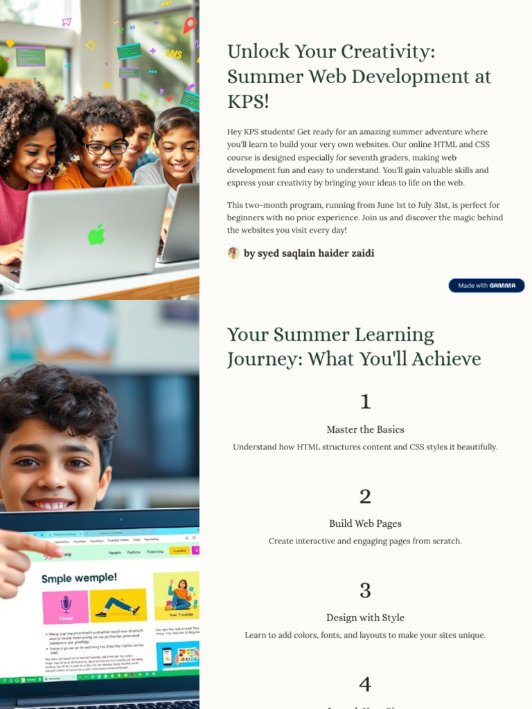 Summer HTML & CSS Course for Kids | PDF | World Wide Web | Internet & Web