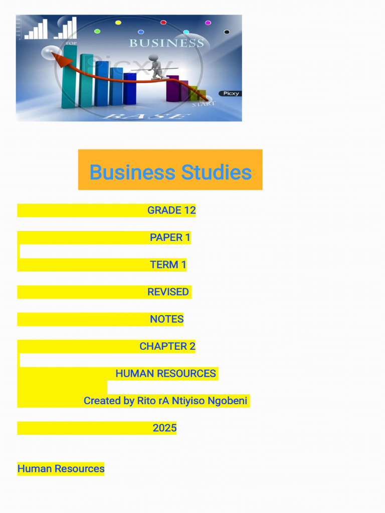 Business Studies GRADE 12 | PDF