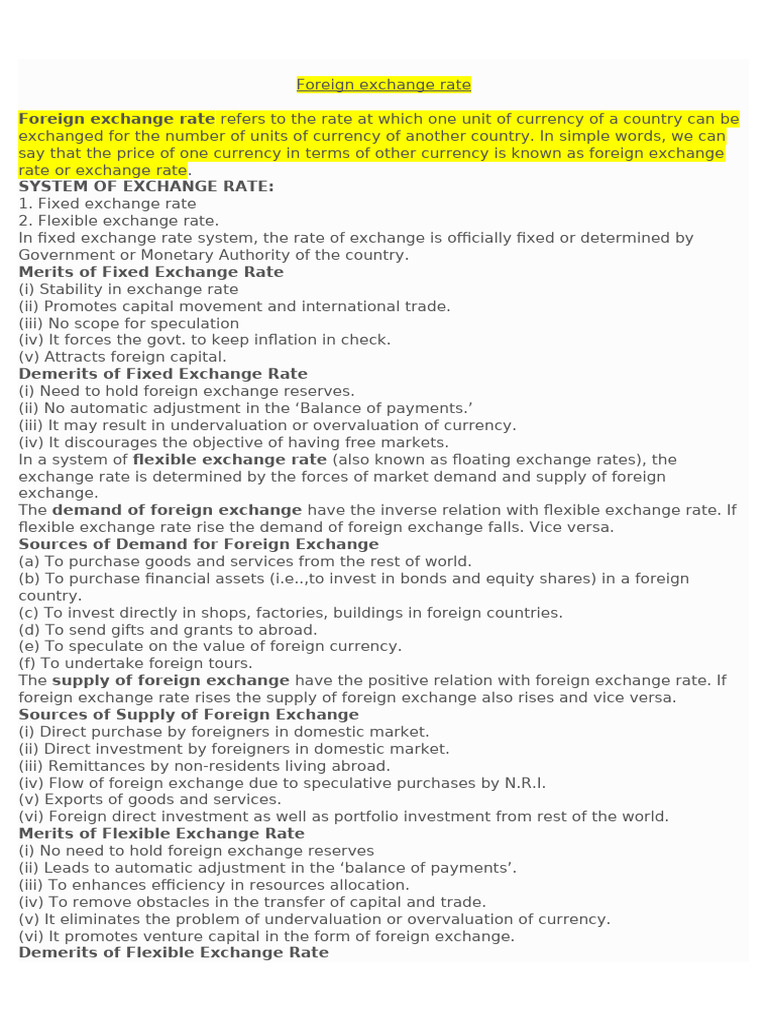 Foreign Exchange Ratenew | PDF | Exchange Rate | Balance Of Payments
