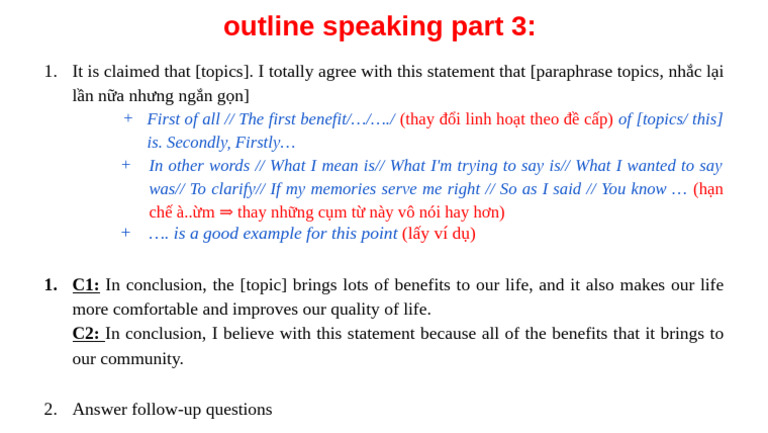 Outline Speaking Part 3 | PDF