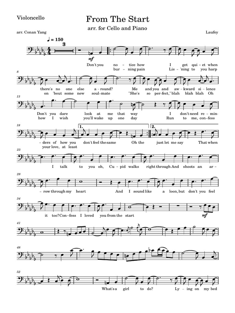 From The Start: Cello & Piano Arrangement | PDF