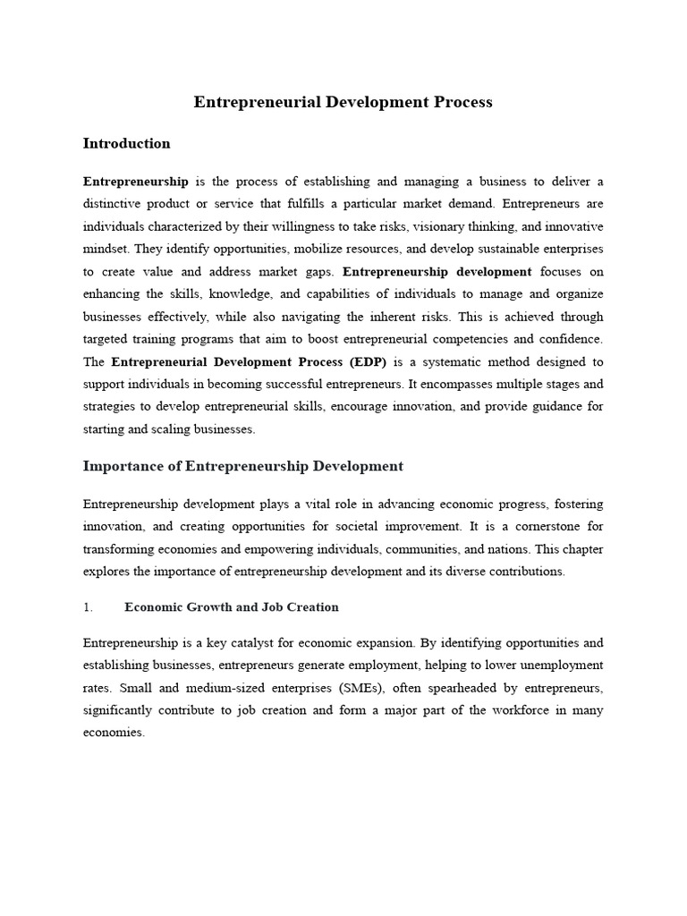 Entrepreneurship Development Process | PDF | Entrepreneurship | Innovation