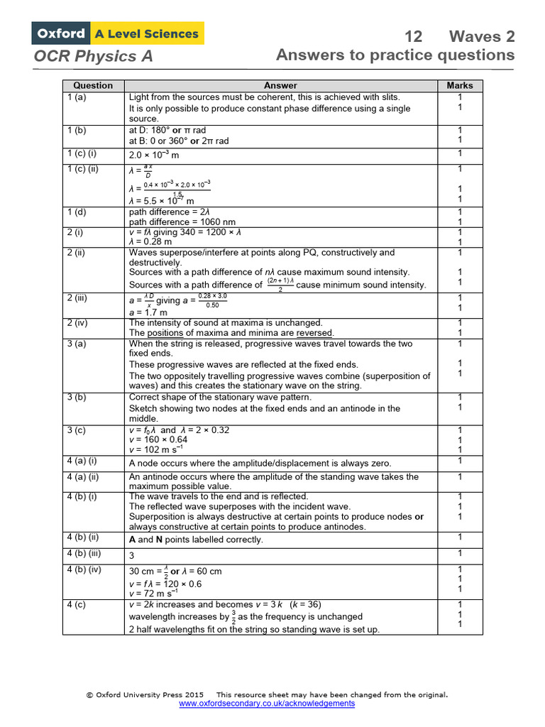 Waves 2 Practice Questions Answers | PDF | Waves | Electromagnetic ...