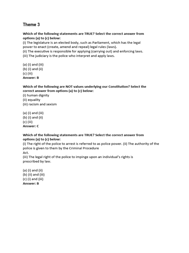 CMy1503 Theme 3 MCQs | PDF | Crimes | Crime & Violence