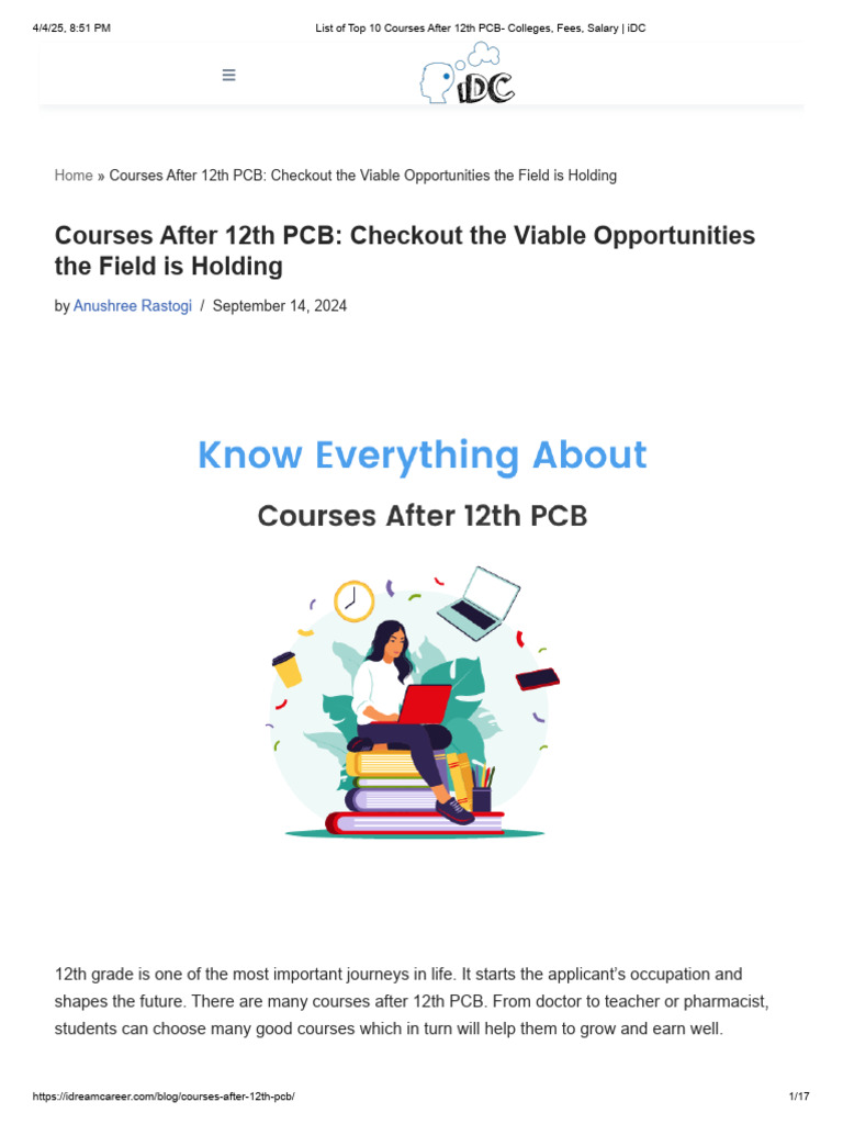 List of Top 10 Courses After 12th PCB - Colleges, Fees, Salary - IDC ...