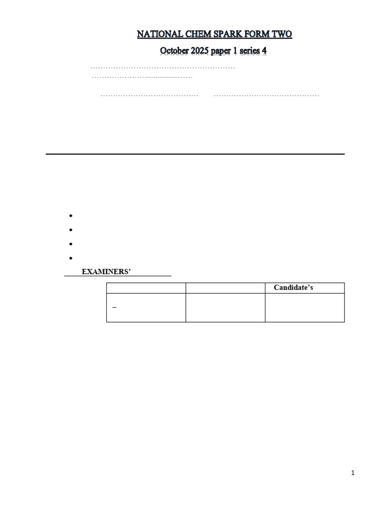 National Chem Spark Form Two Series 4 | PDF | Solubility | Gases