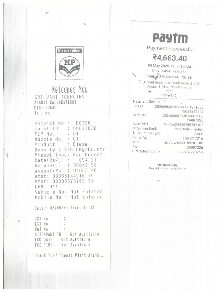 Fuel Bill - 16052025123001 | PDF