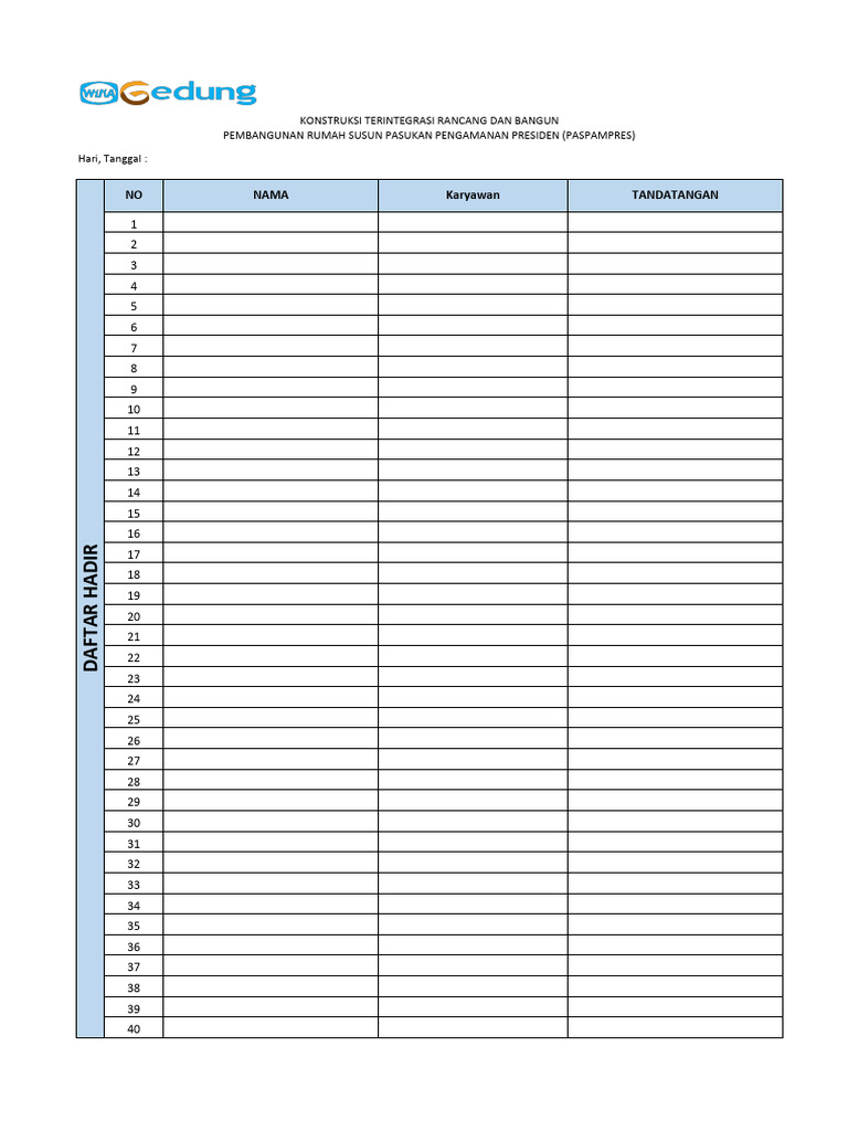 Form Absen Karyawan TBM IKN | PDF