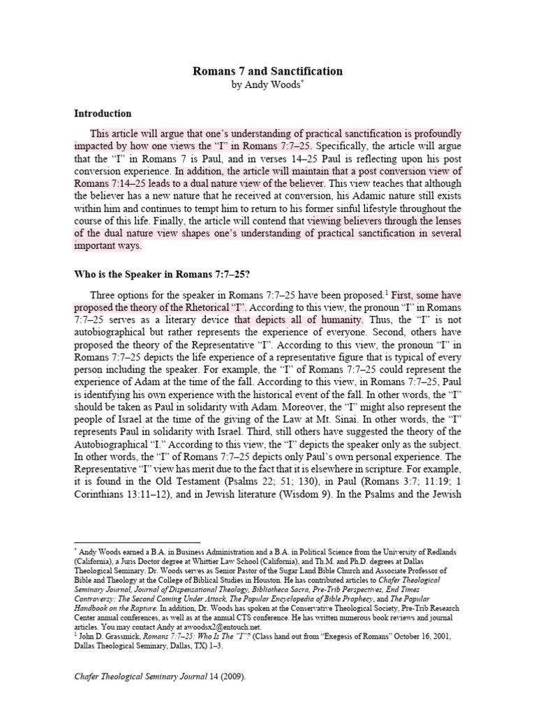 Understanding Romans 7: Paul and Sanctification | PDF | Epistle To The ...