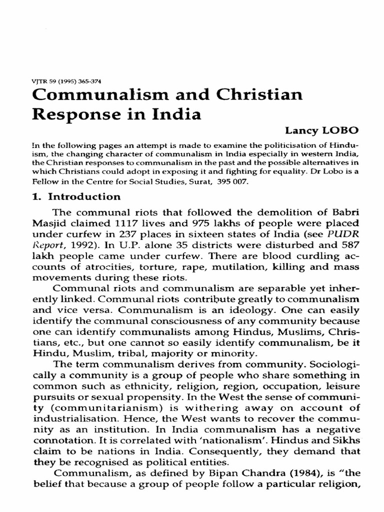 Christian Responses to Indian Communalism | PDF