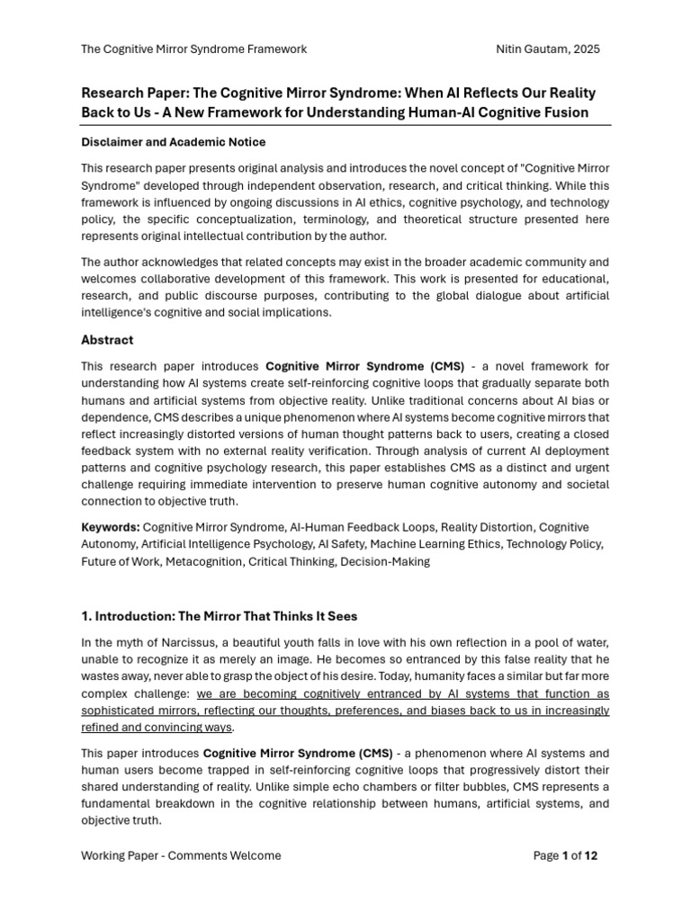 Understanding Cognitive Mirror Syndrome | PDF | Artificial Intelligence ...