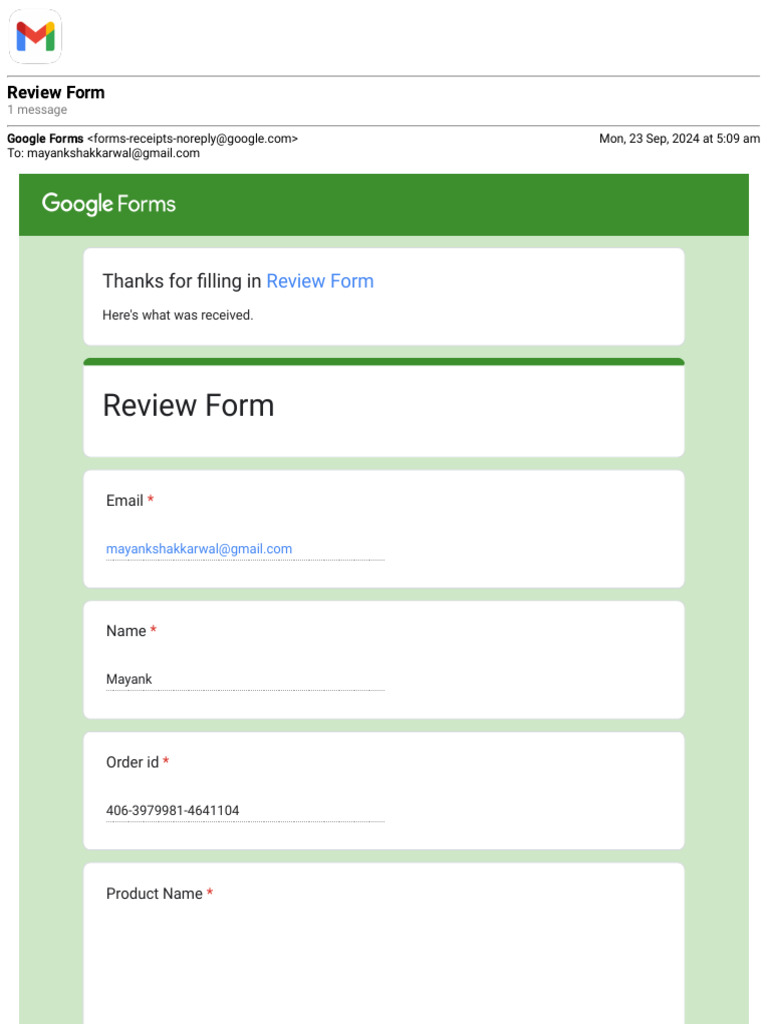 Product Review Submission Confirmation | PDF