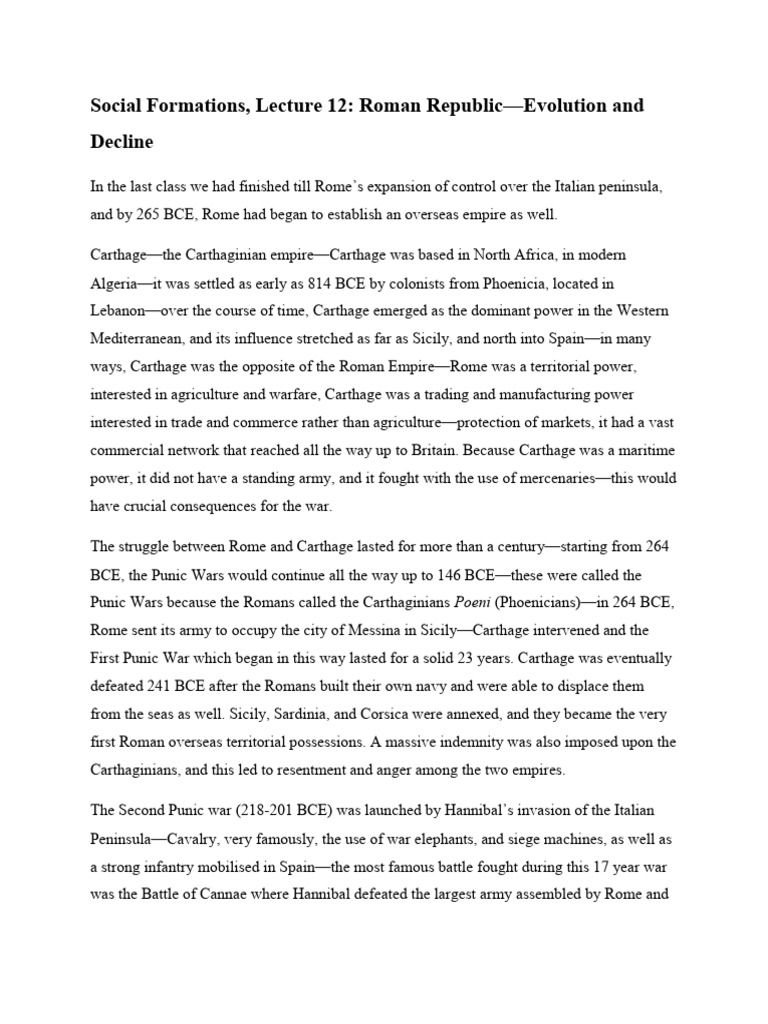 Decline of the Republic | PDF | Punic Wars | Carthage