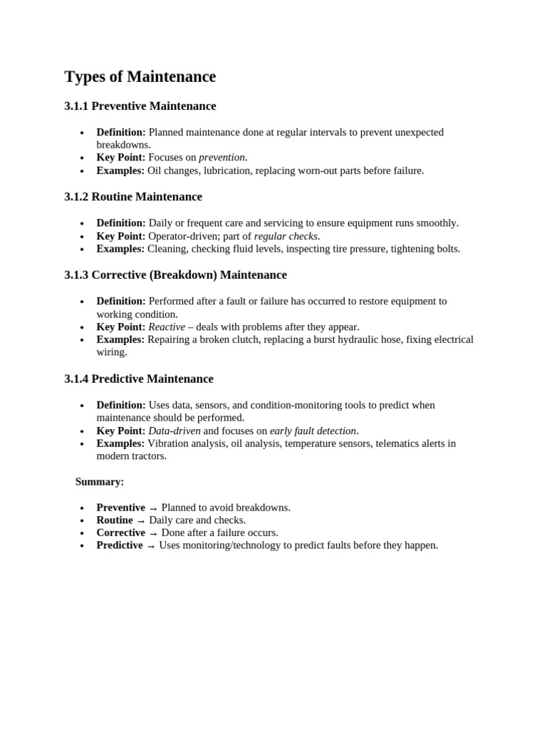 Types of Equipment Maintenance Explained | PDF