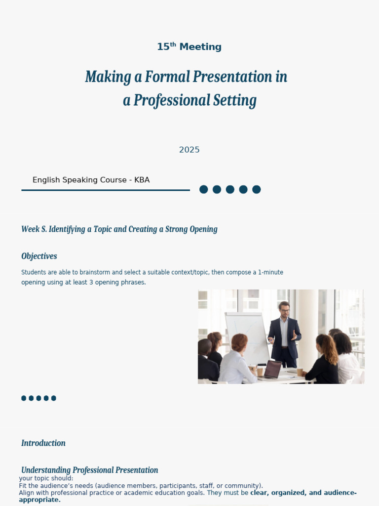 Making A Formal Presentation in A Professional Setting | PDF | Nursing ...