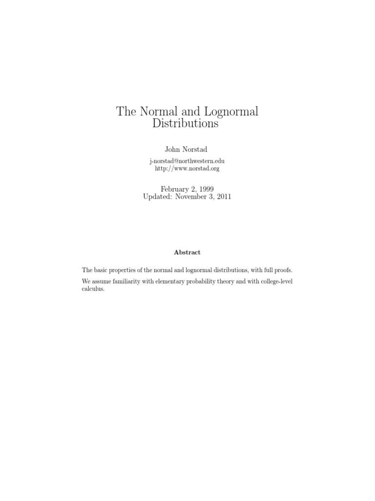 Normal and Lognormal Distributions Explained | PDF