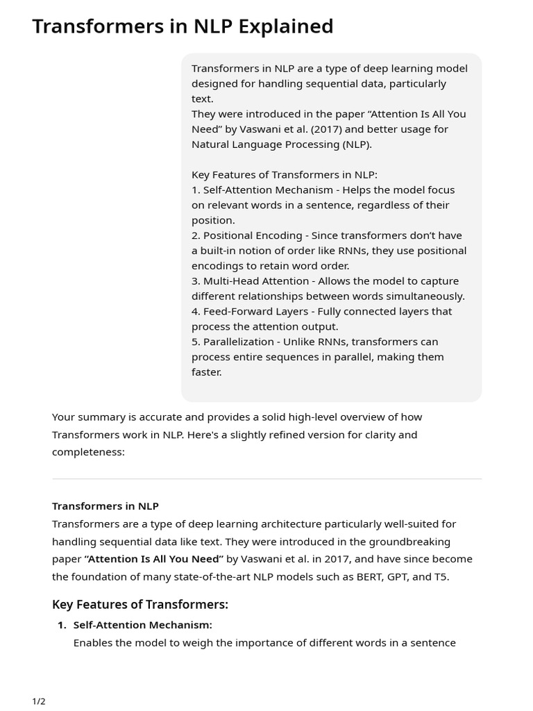Transformers in NLP Explained | PDF | Cognitive Science | Applied Mathematics