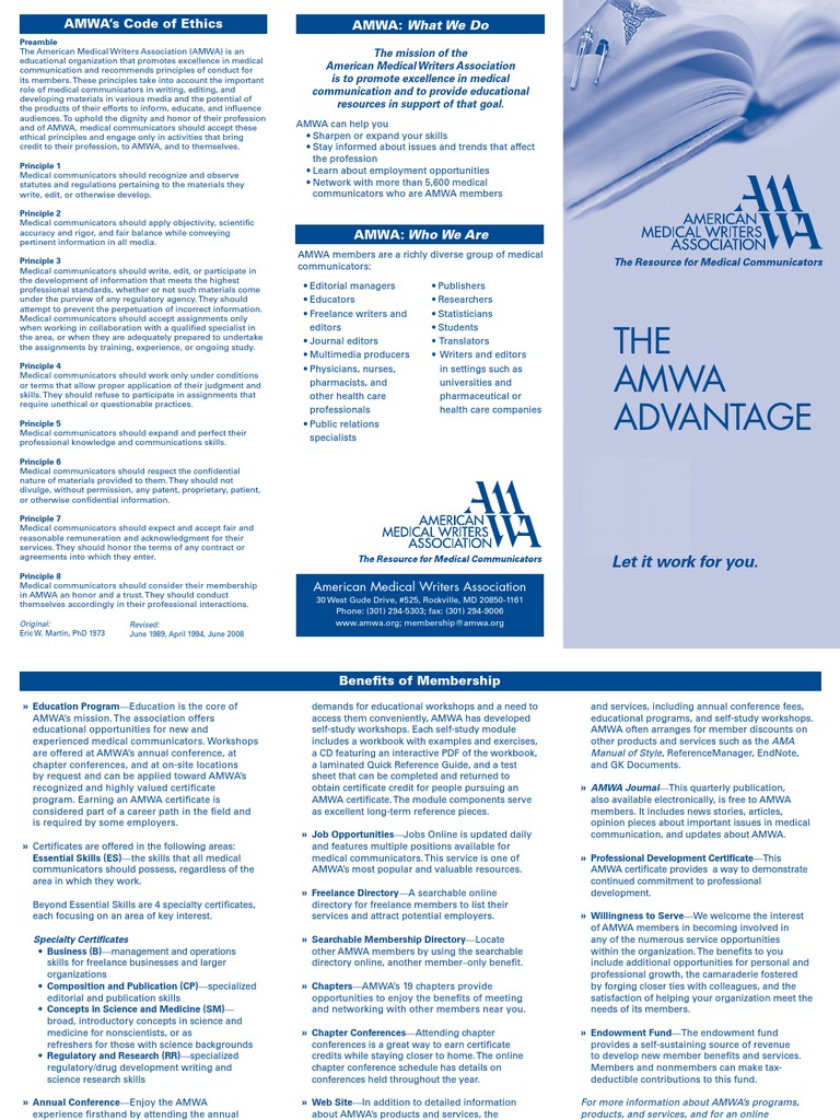 AMWA Membership Brochure | PDF | Health Care | Labour