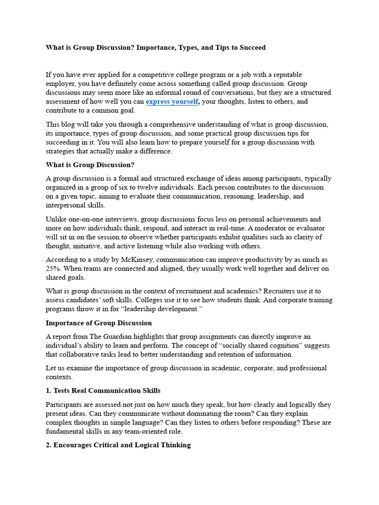 What is Group Discussion | PDF | Thought | Communication