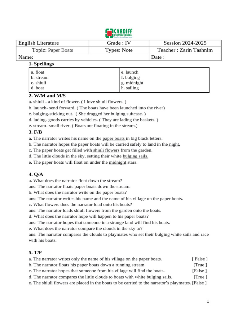 Giv Elit Note Paper Boats (1) | PDF