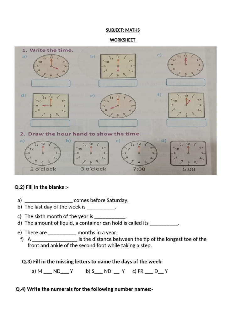 Maths Worksheet for Kids Activities | PDF