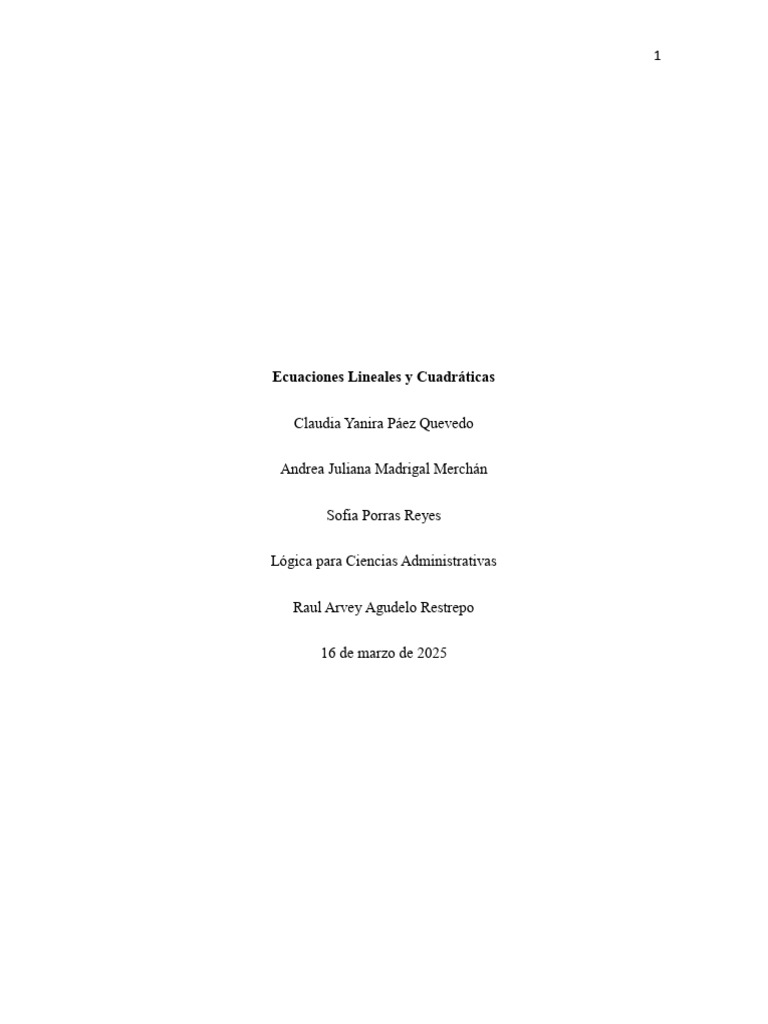ACA. Logica Para Ciencias Administraticas, Ecuaciones Lineales y Cuadráticas | PDF | Ecuaciones ...