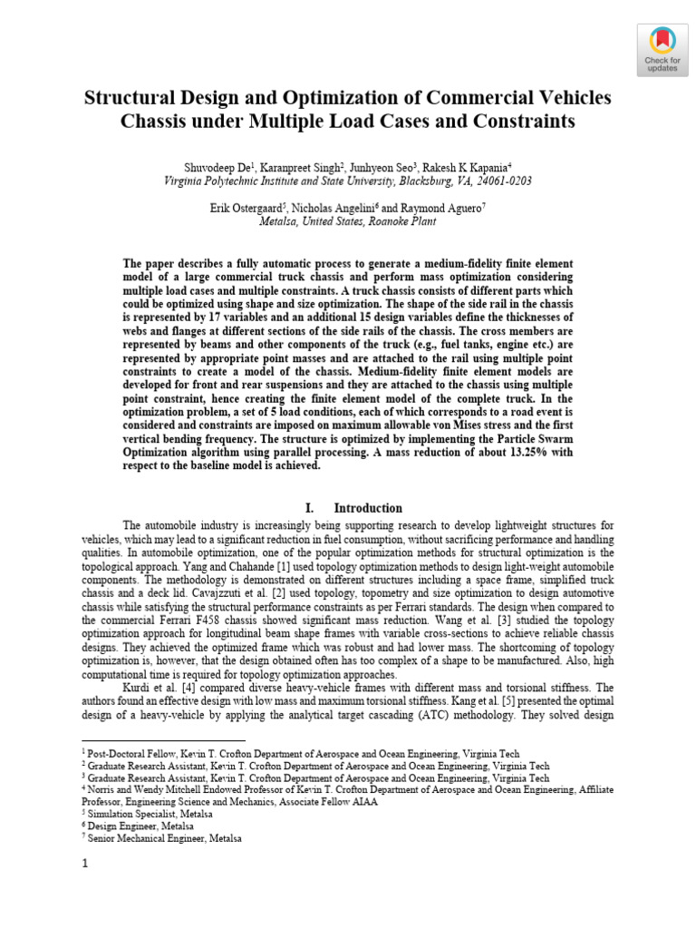 Structural Design and Optimization of Commercial Vehicles Chassis Under Multiple Load Cases and ...