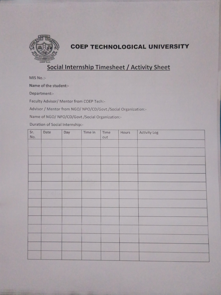Social Internship Time and Evaluation Sheet Signed | PDF | Mentorship | Educational Technology