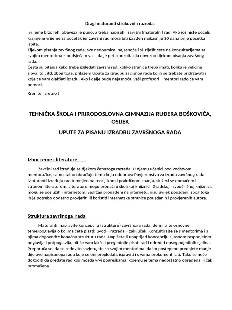 UPUTE_ZA_PISANJE_ZAVRSNOGA_RADA | PDF