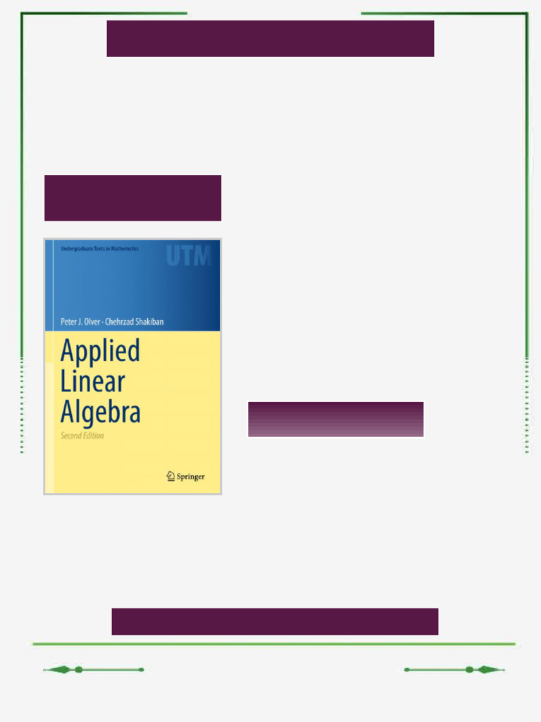 Applied Linear Algebra Second Edition Peter J. Olver Full Chapters Included | PDF | Matrix ...