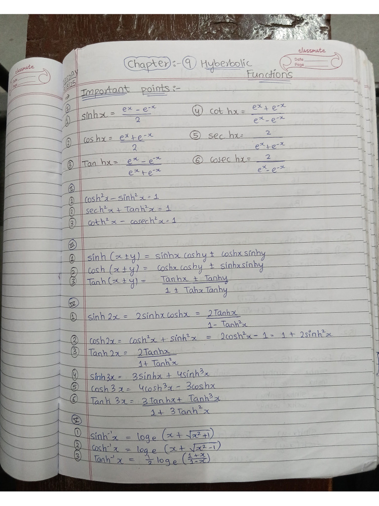 Maths 1A. Ch-9 Hyperbolic Functions.? | PDF