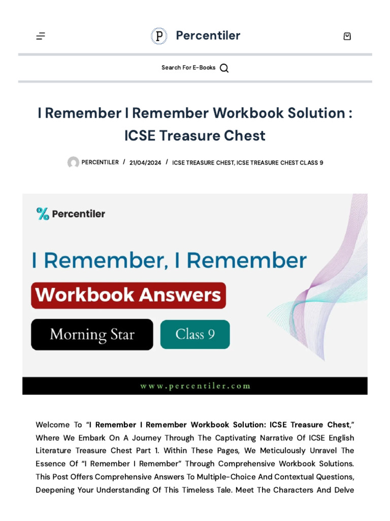 I Remember I Remember Workbook Guide | PDF | Nostalgia