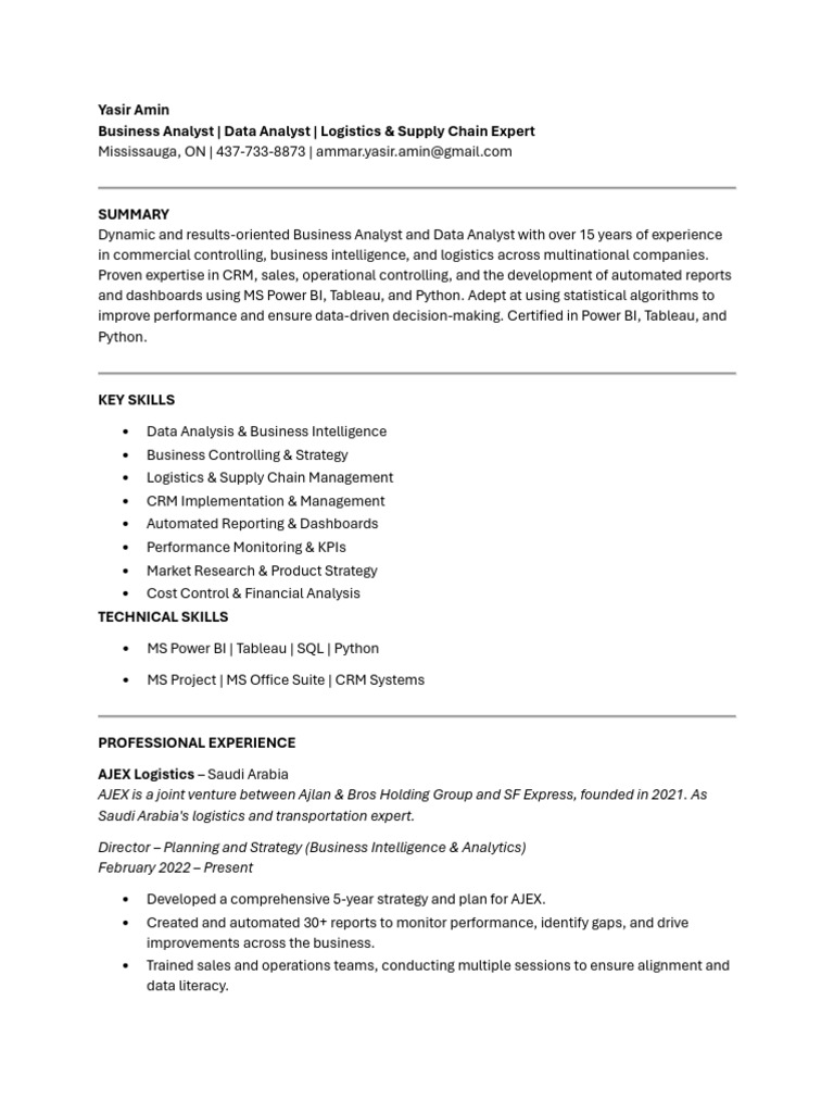 Yasir Amin Resume-Final | PDF | Customer Relationship Management ...